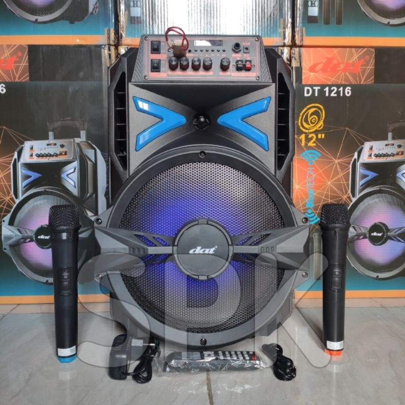 Jual Speaker Portable DAT DT 1216 12 inch 2 Mic Wireless | Shopee Indonesia