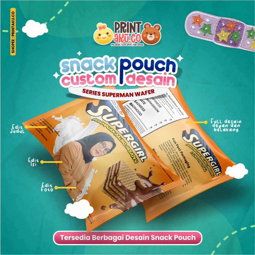 Jual Snack Custom Foto Teks Bungkus Pouch Jumbo | Series Superman Wafer ...