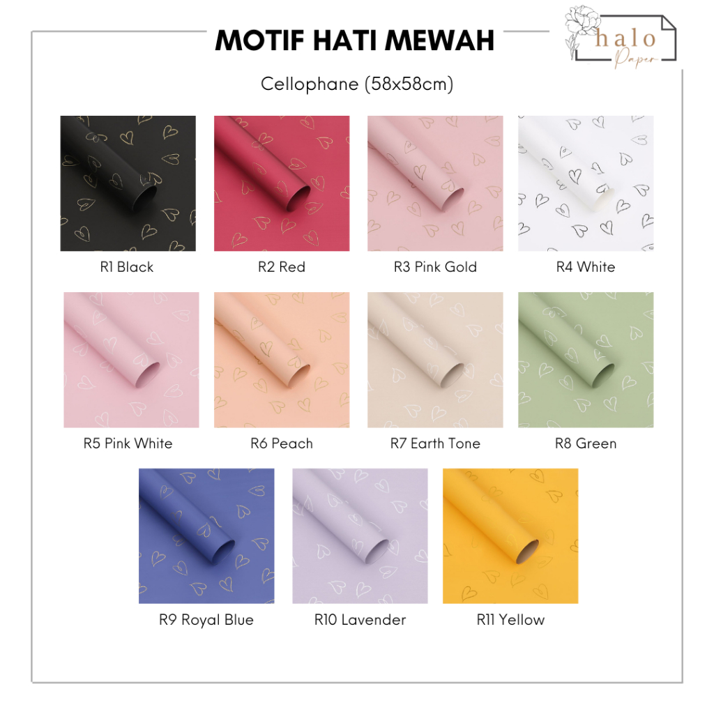 Jual (1 lembar) MOTIF HATI MEWAH - CELLOPHANE / LOVE PATTERN E FLOWER ...