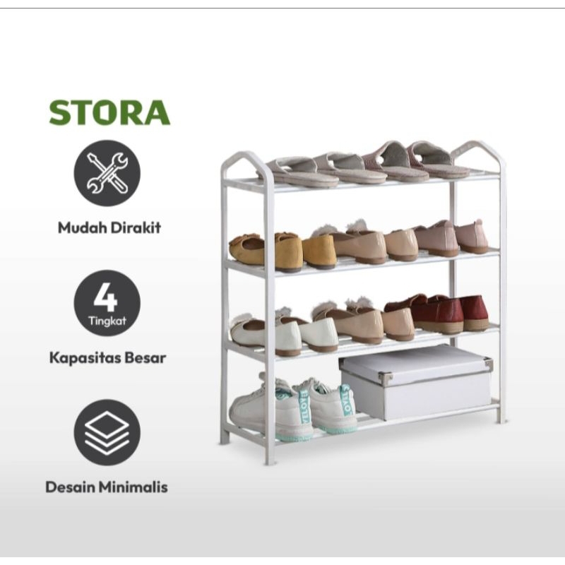 Jual stora 62 x 19,5 x 62,5 cm rak sepatu 4 tingkat putih | Shopee ...