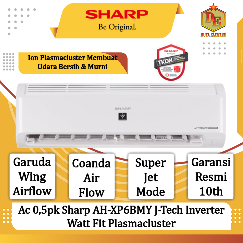 Jual Ac 0,5pk Sharp AH-XP6BMY J-Tech Inverter Watt Fit Plasmacluster | Shopee Indonesia