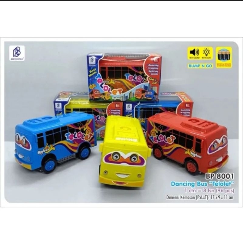 Jual Mainan Mobil Bus Telolet Ada Suara dan Lampu 5D 368B-6 Bump N Go ...