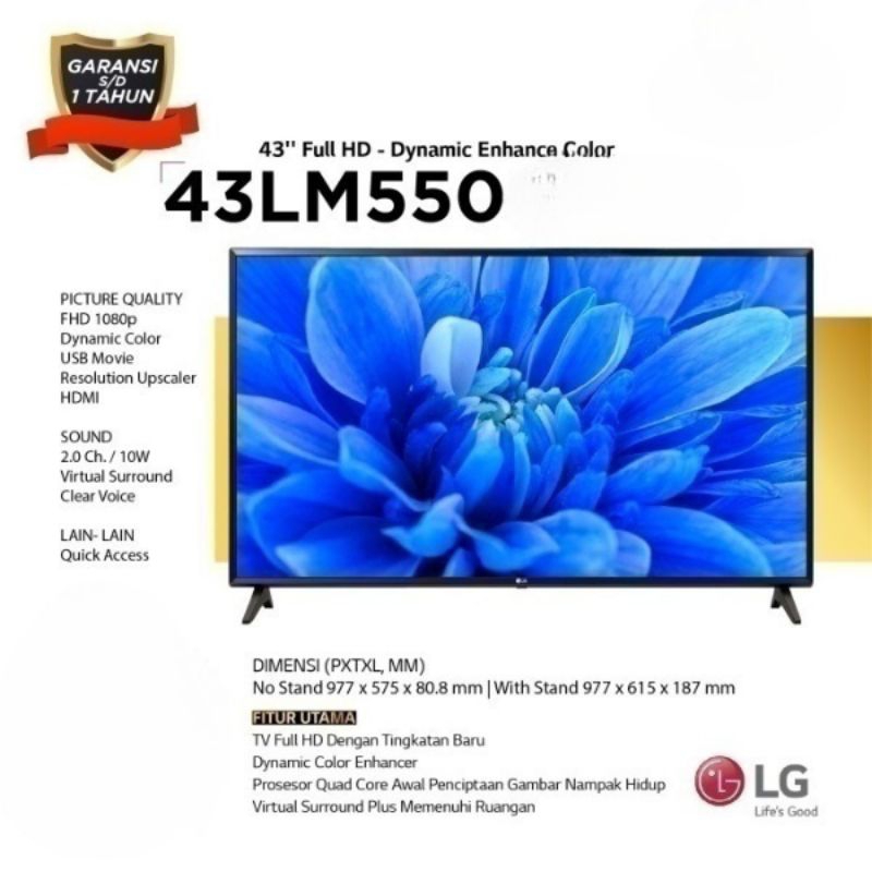 Jual TV LED 43 Inch Digital LG 43LM550BPTA Diagonal 109 Cm | Shopee ...