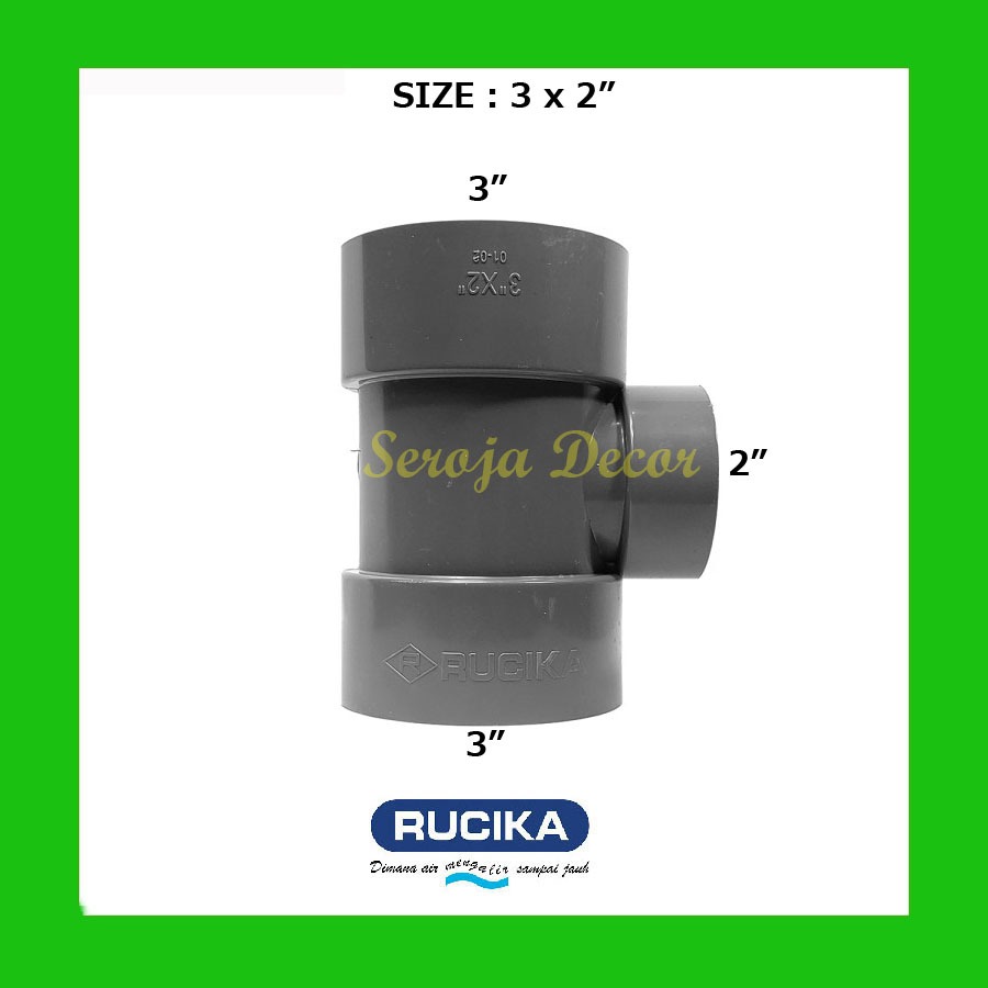 Jual Rucika Tee / T Fitting PVC D 3 x 2 " Inch | Shopee Indonesia