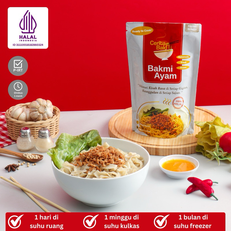 Jual Bakmi LEBAR Ayam (HALAL) - Cerita Bakmi - FROZEN READY TO COOK | Shopee Indonesia