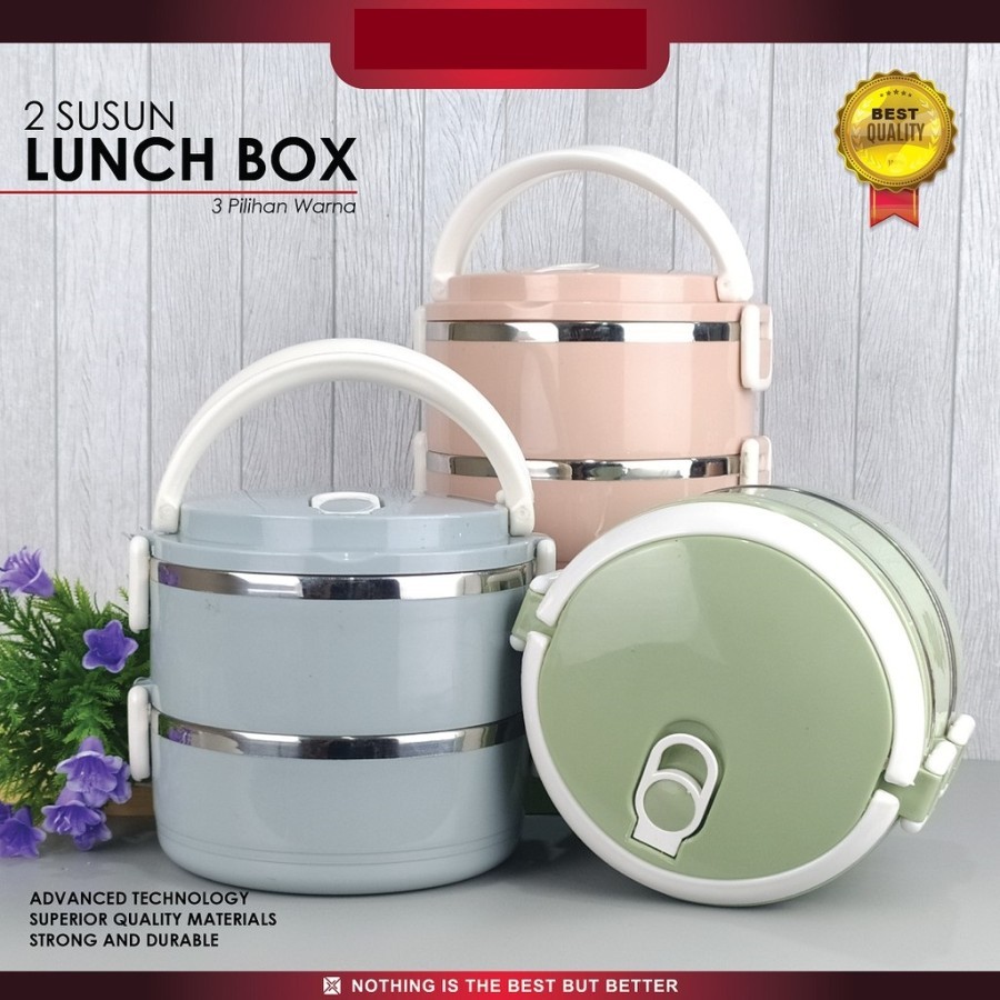 Jual Rantang Lunch Box Tempat Bekel Wadah Bekal Makanan Warna Polos 2 ...