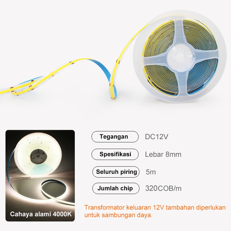 Jual LED STRIP COB12V 5 Meter LED Strip lampu papan telanjang COB ...