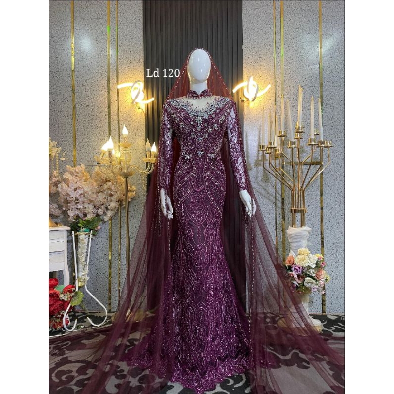 Jual GAUN PENGANTIN DUYUNG PREMIUM //GAUN SLIM BEREKOR MODERN//GAUN ...