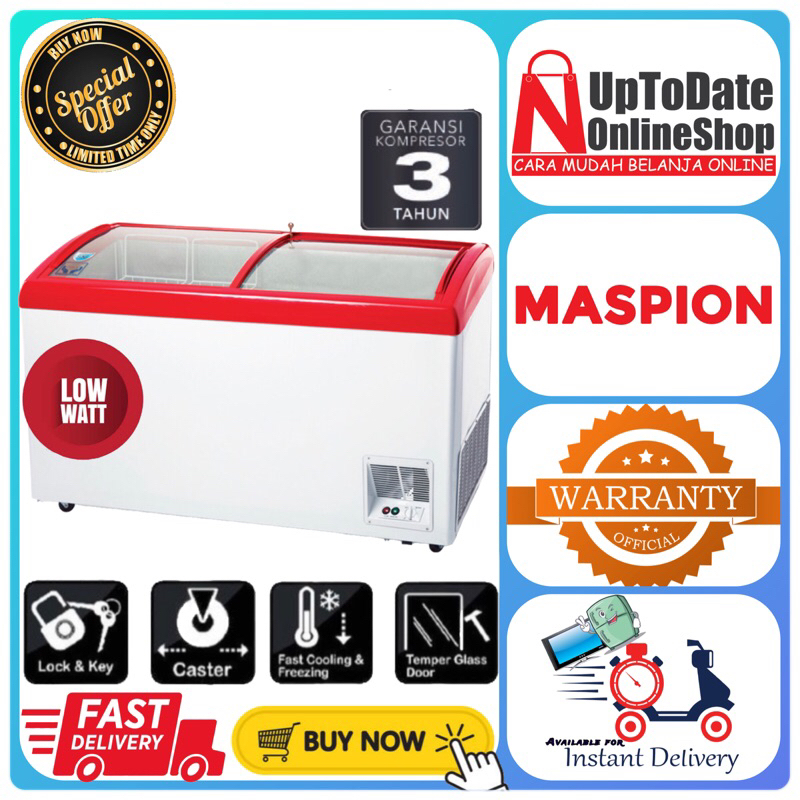 Jual CHEST FREEZER SLIDING KACA MASPION UCHIDA UFH-200C UFH200C 200C ...