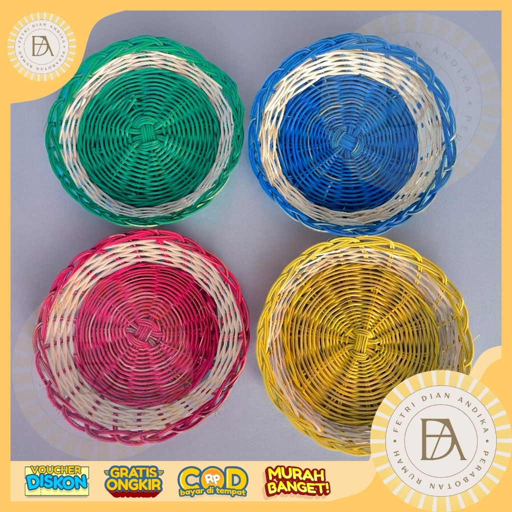 Jual Piring Rotan Warna Warni Harga Per 12 Biji Atau 1 Lusin Bambu ...