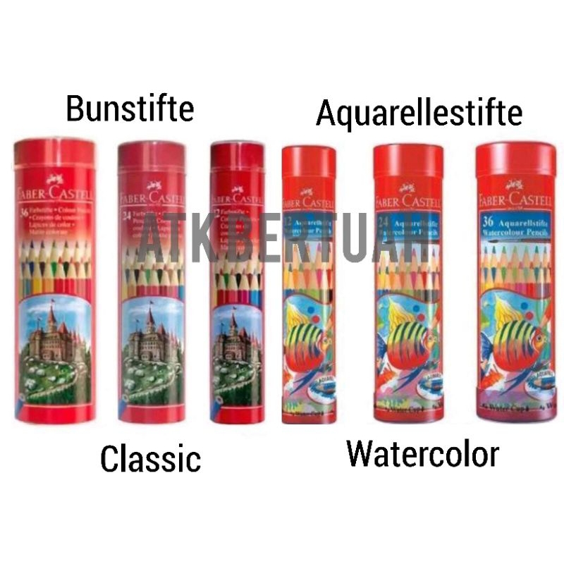 Jual FABER CASTELL ROUND TIN CLASSIC WATER COLOR PENCIL PENSIL WARNA ...