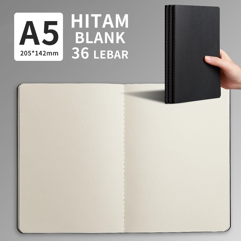 Jual Buku A5/Buku Tulis/NOTEBOOK A5/B5 Buku Hitam 36 Lembar lined/Grid ...