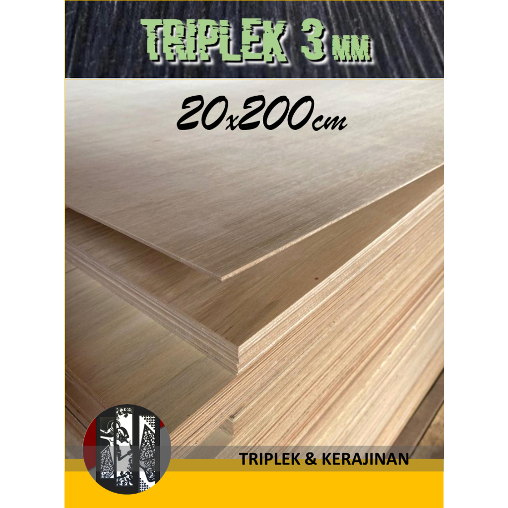 Jual Triplek 3mm 20x200 cm (Isi 4 pcs) (Plywood Multiplek 3 mm 20 x 200 | 200x20 | 200 x 20 cm ...