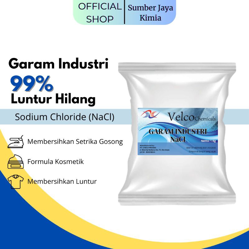 Jual VELCO Garam Industri Non Yodium / NaCL Dense / Natrium Klorida 1 Kg / Sabun/ Cosmetic ...