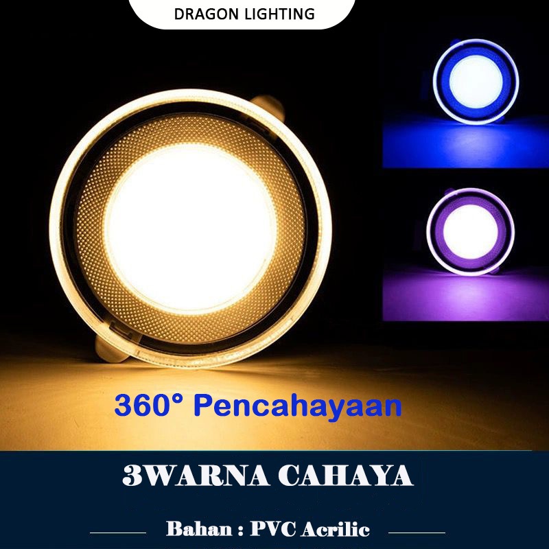 Jual DRAGON LIGHTING LAMPU DOWNLIGHT LED 3 WARNA 360 DERAJAT BERCAHAYA 6WATT / PANEL LED / PUTIH ...