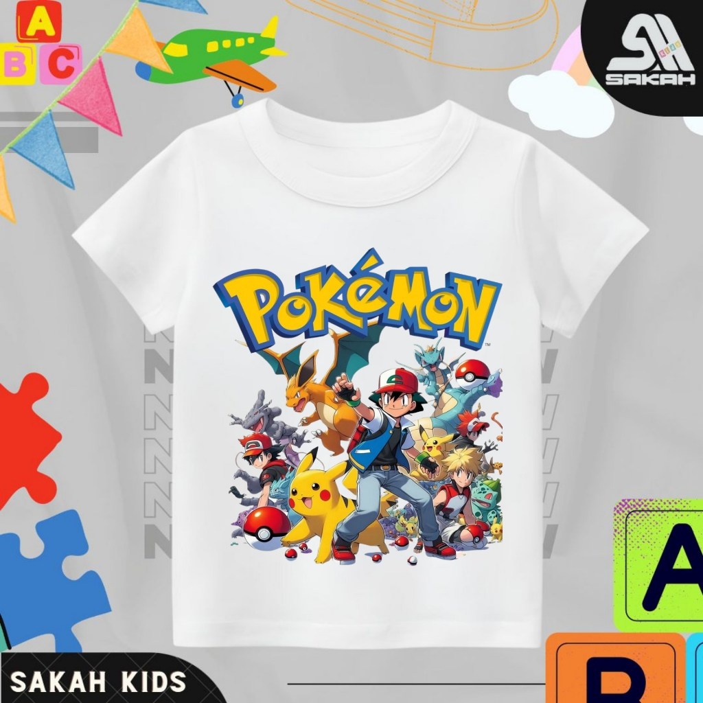 Jual Kaos Anak Custom Nama Combed 30s Gambar POKEMON series FAMILY HOME Untuk Anak dan Hadiah ...