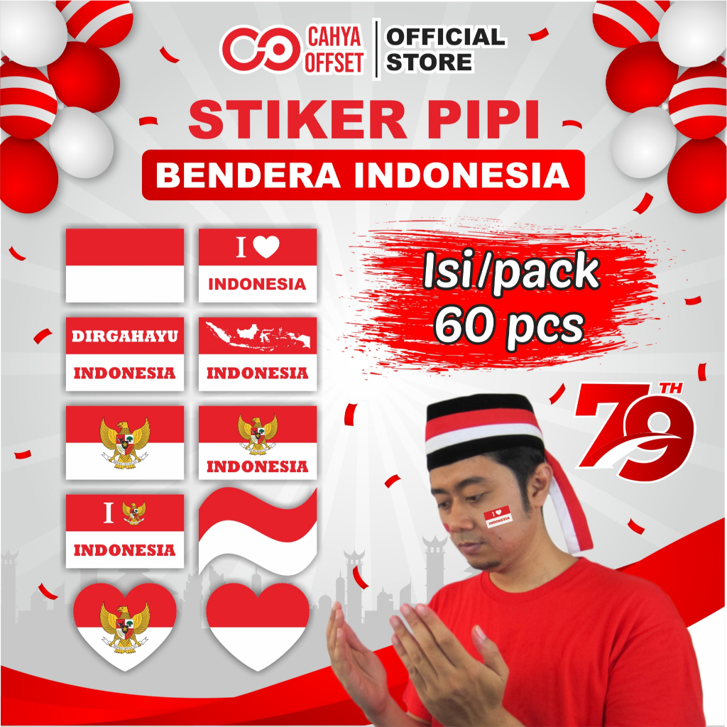Jual 12.12 COD Stiker Pipi Bendera Merah Putih Indonesia Sticker Tempel ...