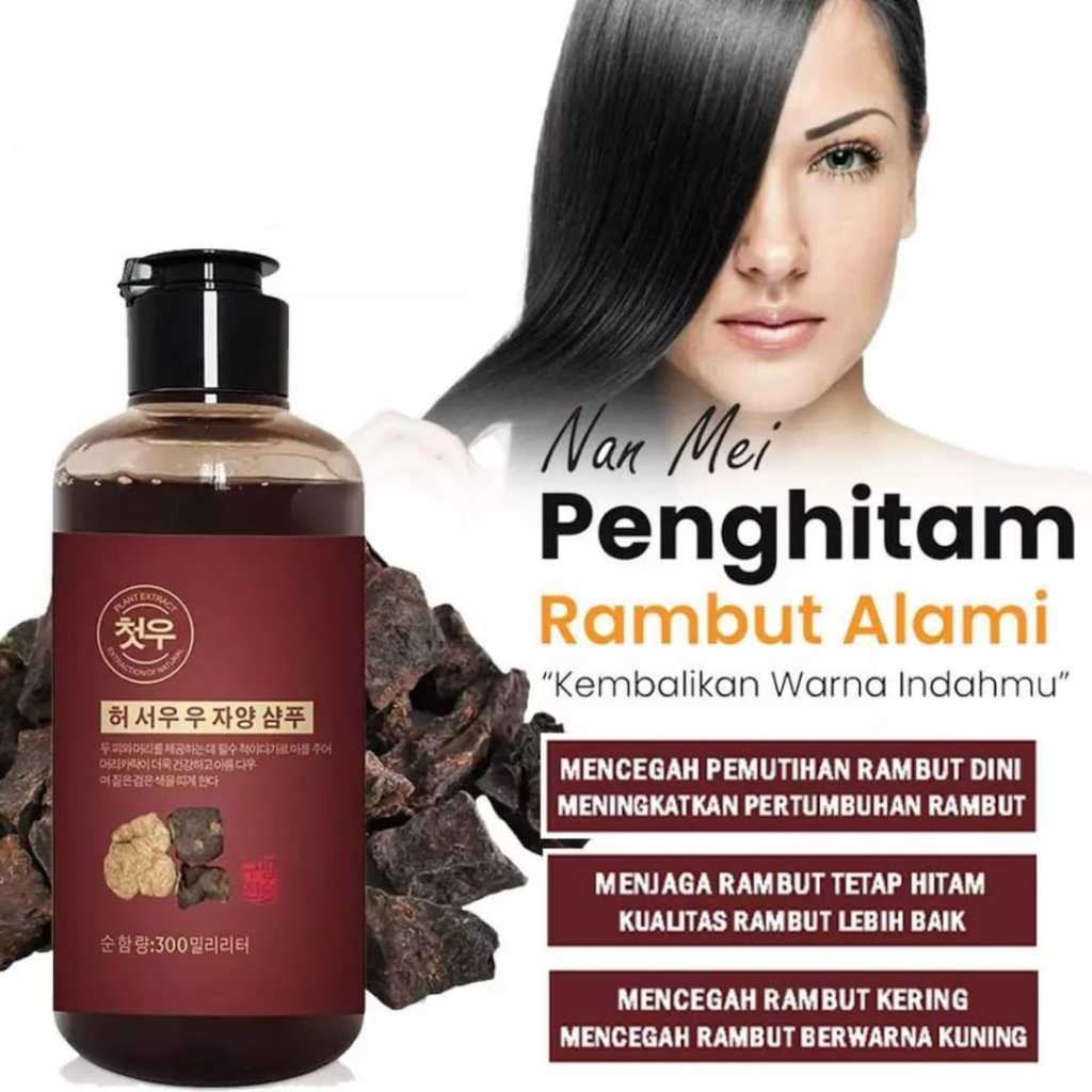 Jual 𝐎𝐑𝐈𝐆𝐈𝐍𝐀𝐋 Shampoo Penghitam Uban Permanen Herbal Natural Polygonum ...