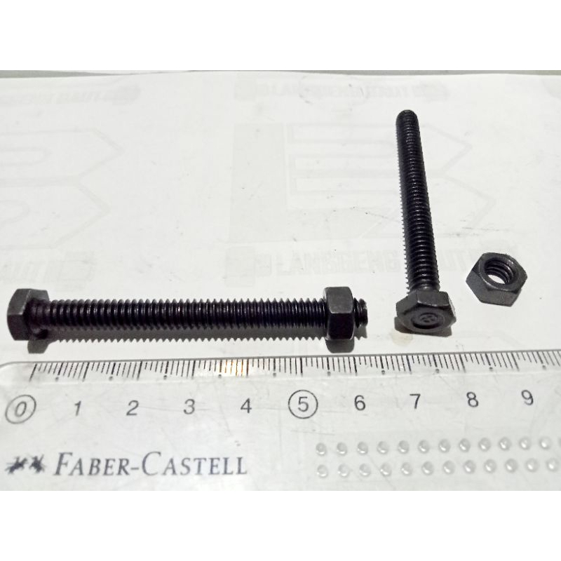 Jual Mur Baut NC 1/4 x 2 1/2 / Kunci 10 Panjang 6.3cm Hitam NC 1/4x2½ ...