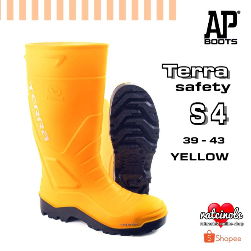 Jual Sepatu Ap Boot Safety Terra S4 Yellow Size 39-43 | Shopee Indonesia