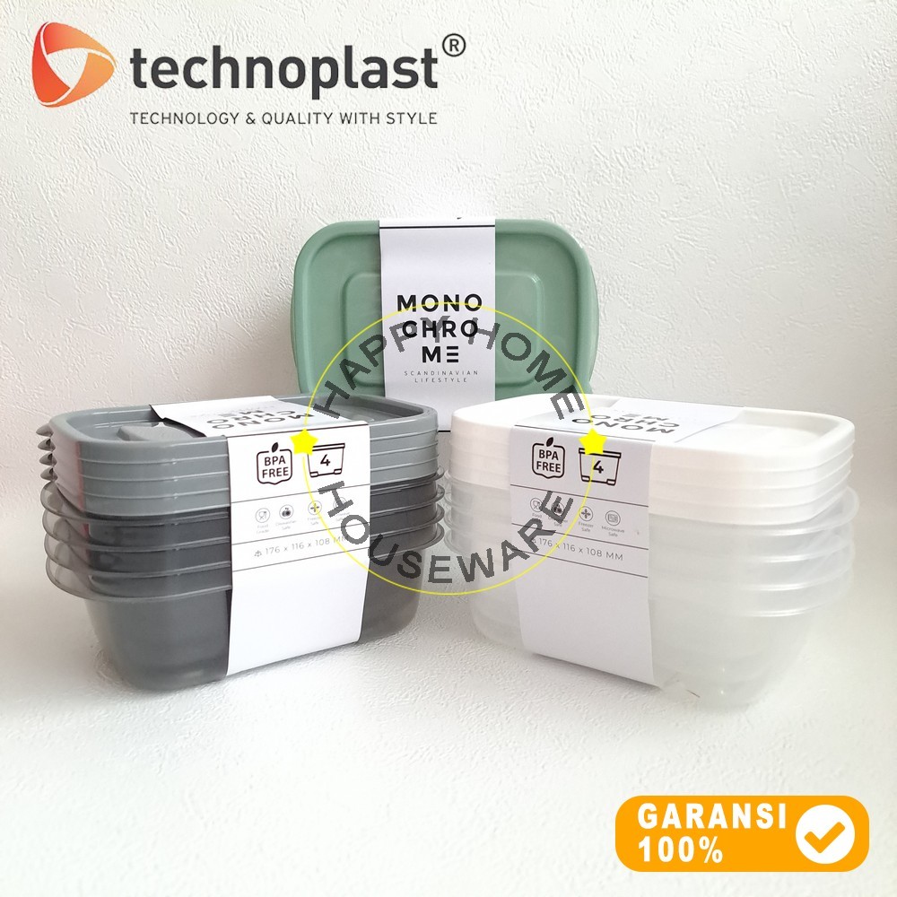 Jual TECHNOPLAST Monochrome Azumi Set Of 4pcs Sealware Serbaguna 600ml ...
