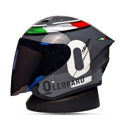 Jual Helm Half Face Mla Leopard Grey Glosy Kaca Blue Helm Half Face ...