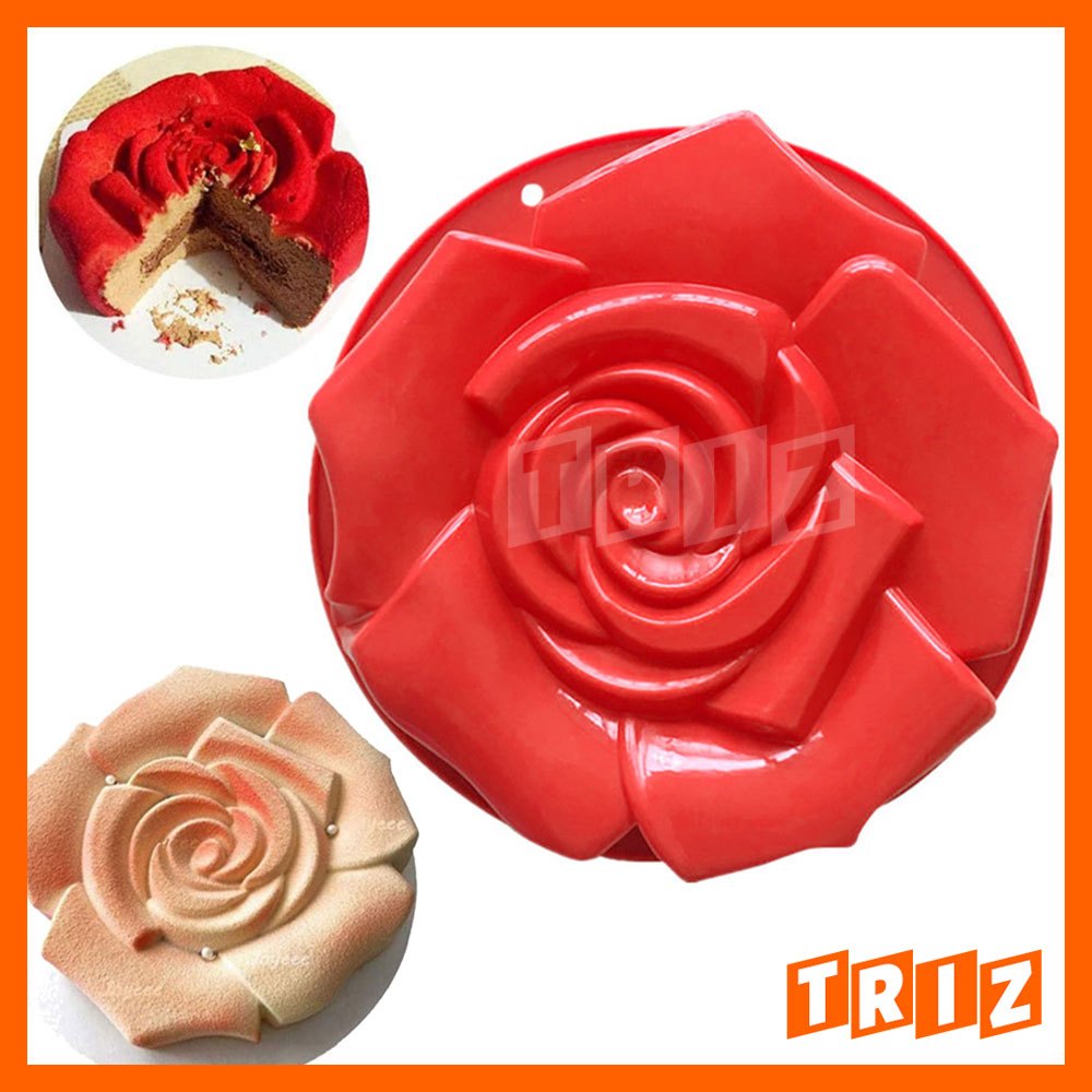 Jual Cetakan Silikon Besar Loyang Kue Coklat Puding Bunga Mawar Rose ...