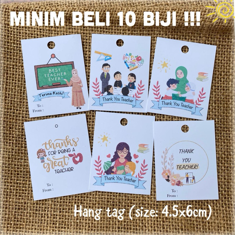 Jual 1 biji hangtag ucapan thank you thanks teacher / tag terima kasih ...