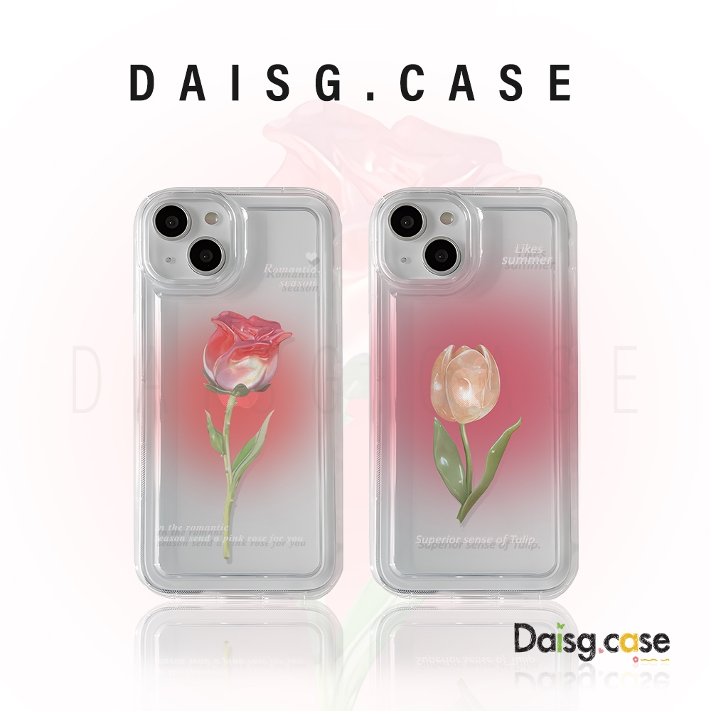 Jual DAISG.CASE Casing Pink roses HD pelindung transparan Silikon ...
