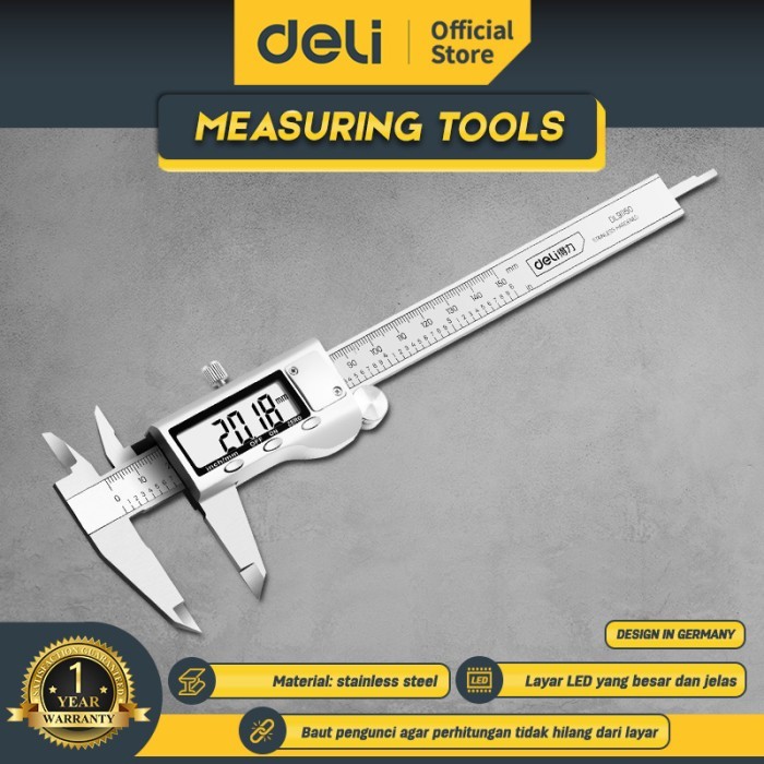 Jual Deli Vernier Caliper / Jangka Sorong Digital 6 inch Perkakas DL91150 | Shopee Indonesia