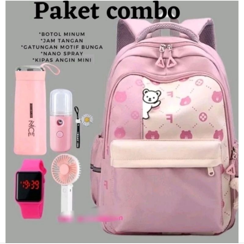 Jual Tas sekolah Anak sd smp perempuan berbonus Ransel Panda | Shopee Indonesia