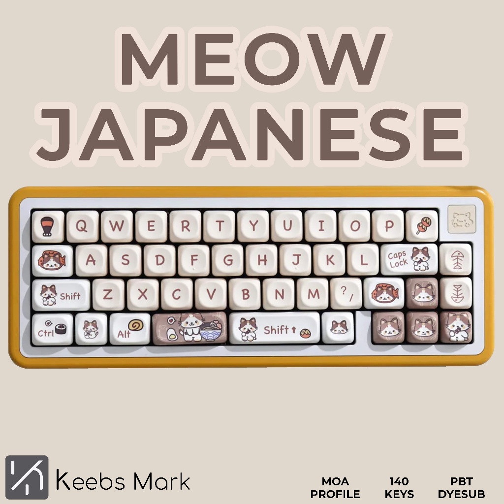 Jual Meow Japanese Food MOA Profile Keycaps PBT Dyesub 140 Keys ...