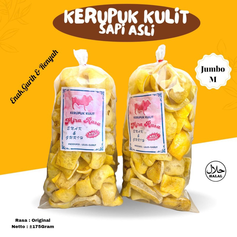 Jual 1 Bal 170 Gram Dorokdok Mira Rasa Kerupuk Kulit Sapi Asli Pilihan