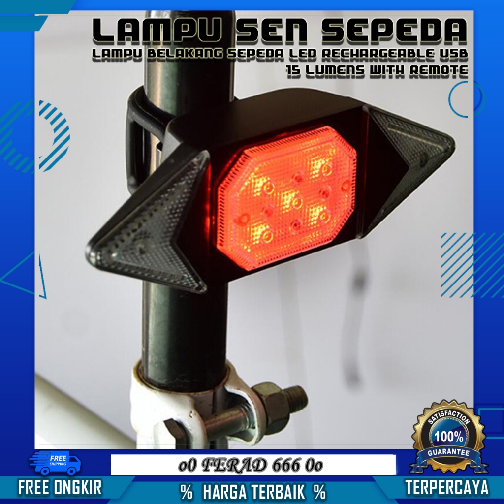 Jual Lampu Sen Lampu Belakang Sepeda LED Rechargeable USB 15 Lumens ...