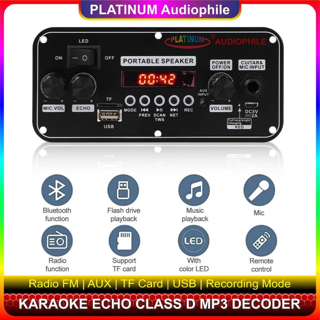 Jual Modul MP3 Decoder Bluetooth Karaoke Amplifier 2x 10W Multimedia ...
