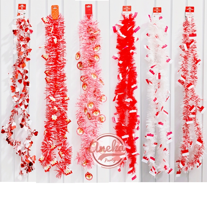 Jual Slinger merah putih ornament dirgahayu ri / slinger tinsel hiasan ...