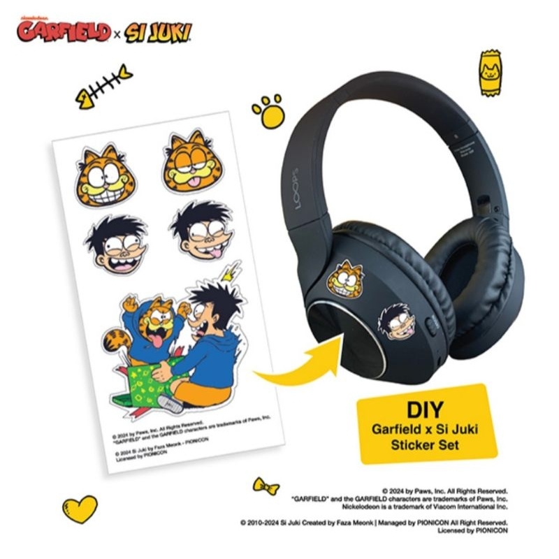 Jual Loops X09 Macaron Bluetooth Headset Headphone Si Juki x Garfield ...