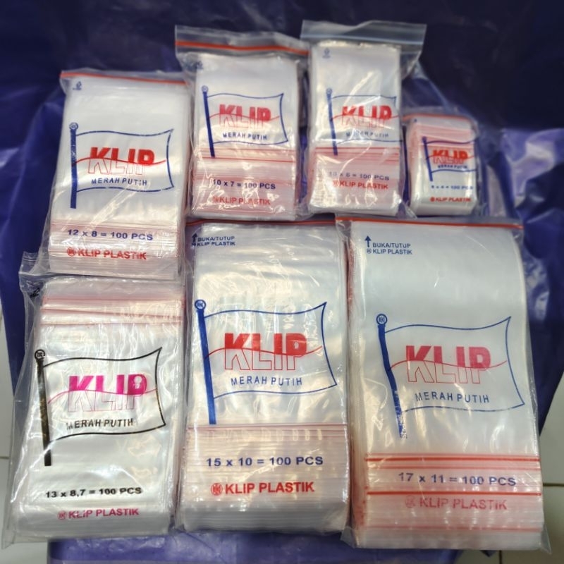 Jual plastik cetik/plastik klip merah putih, tersedia 7 ukuran, isi 100 ...