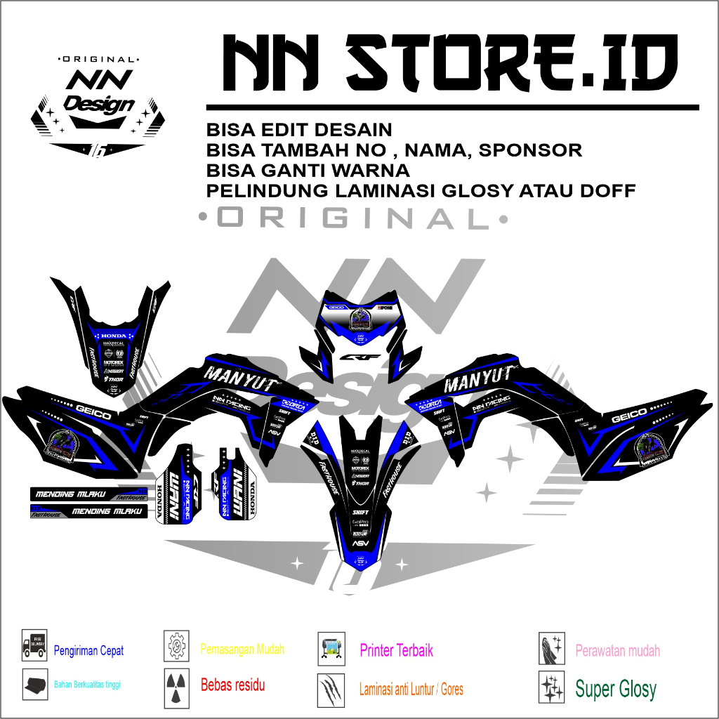 Jual JUAL DECAL CRF 150 FULLBODY VARIASI BIRU-HITAM BISA REQUEST NOMOR ...