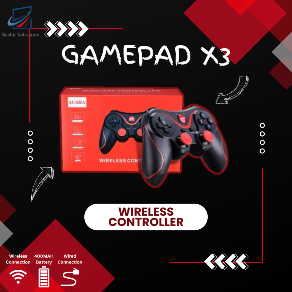 Jual Gamepad X3 Joystick Wireless Controller Bluetooth Plus Holder ...
