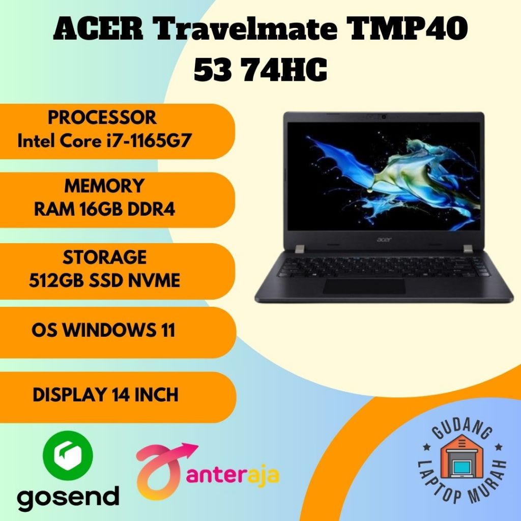 Jual ACER Travelmate TMP40 53 74HC |I7-1165G7/16GB/SSD 512GB/14 ...