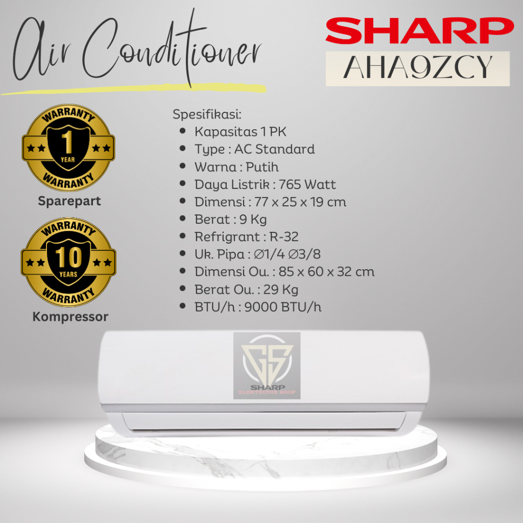 Jual AC / Air Conditioner Sharp 1 PK AHA9ZCY | Shopee Indonesia