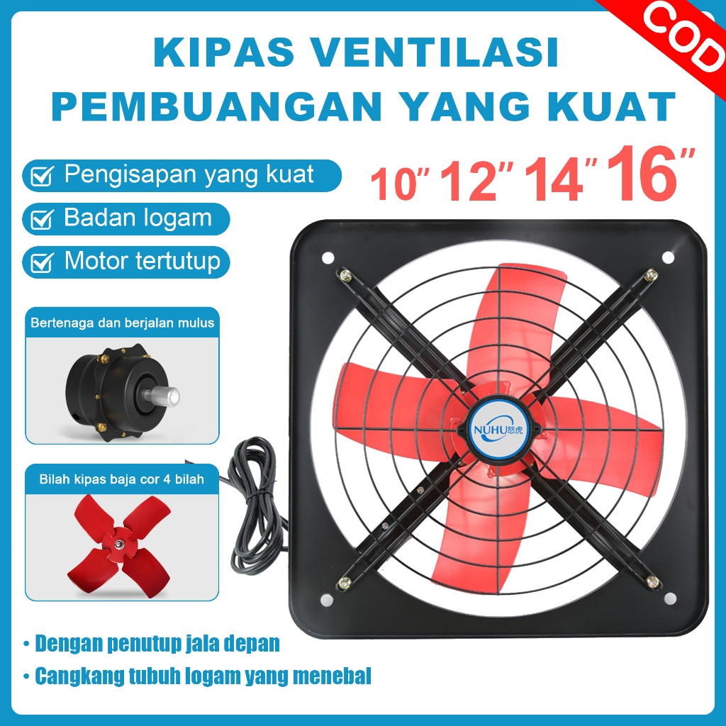 Jual SOKANY Exhaust Fan Standard 10/12/14/16 Inch Rumah Toilet Dapur ...