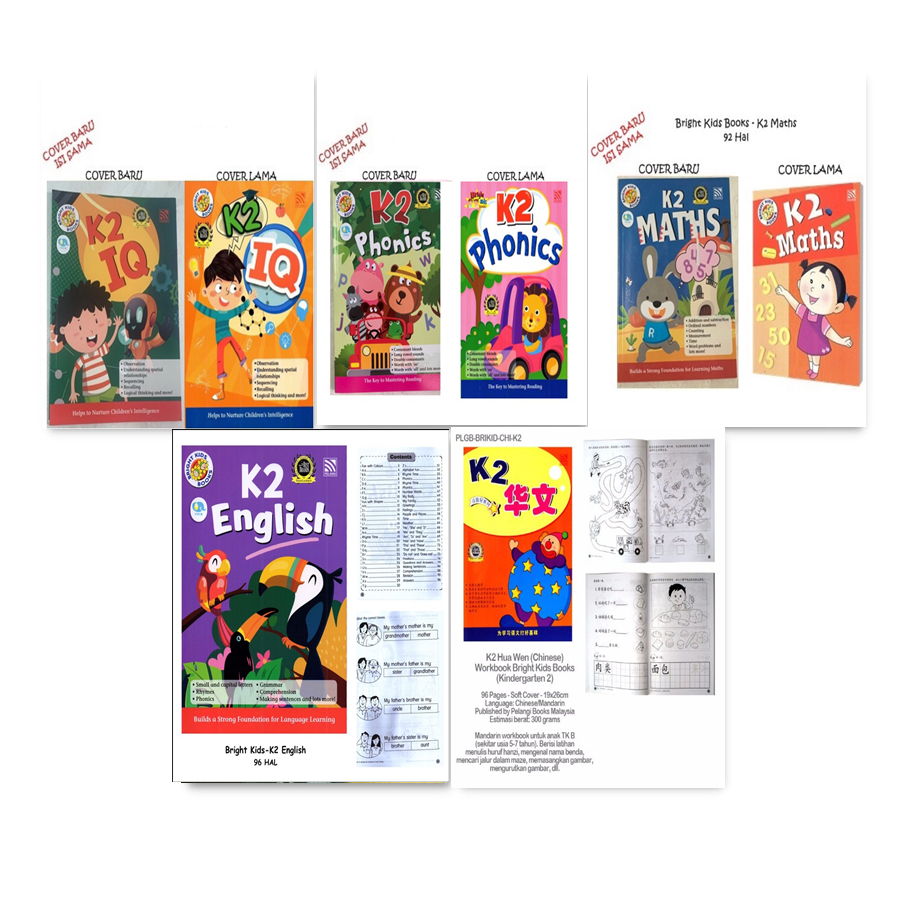 Jual K2 English / IQ / Maths / Phonics / Huawen Workbook Bright Kids ...