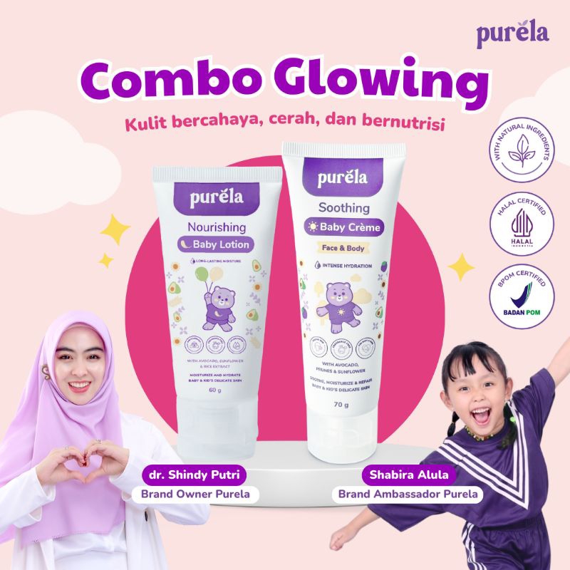 Jual PURELA Combo Glowing (Nourishing Baby Lotion & Soothing Baby Crème ...