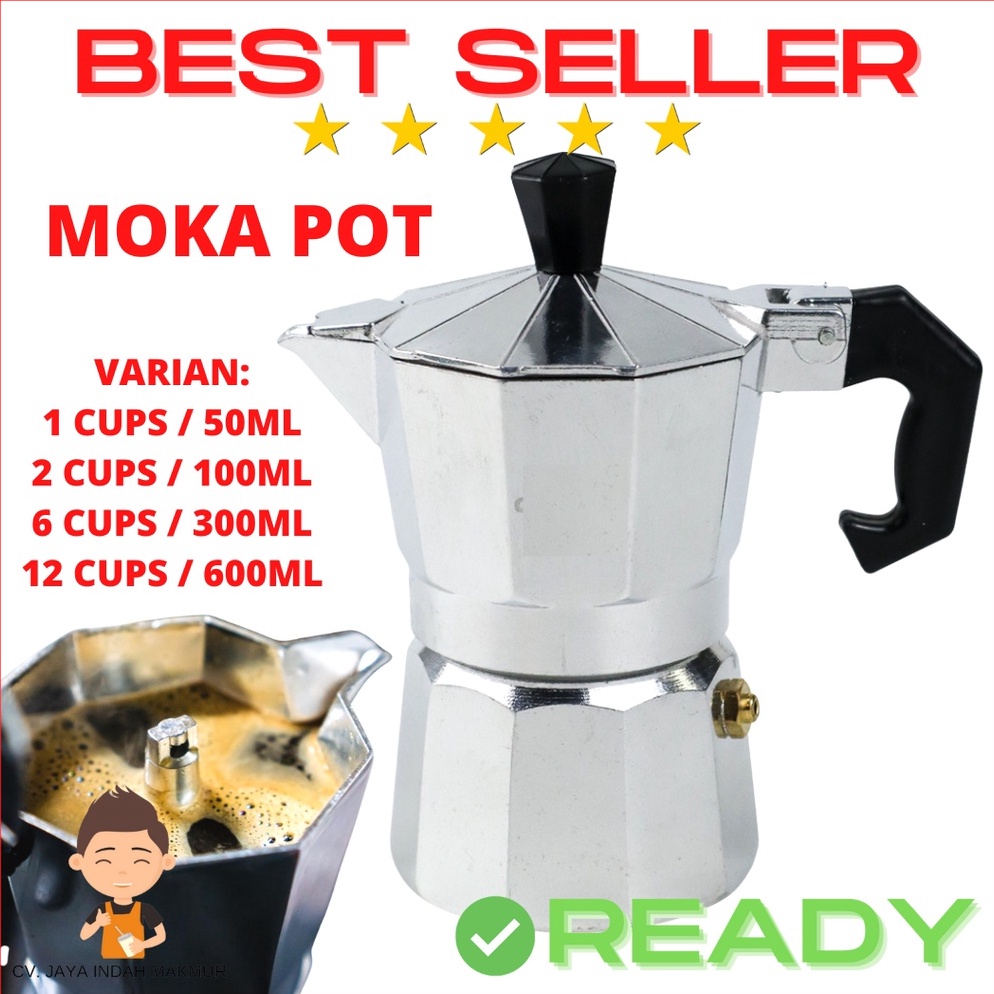 Jual Mokapot 6 cups Moka Pot 3ml Espresso Maker Putih Aluminium ...