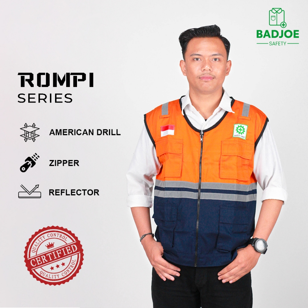 Jual Rompi Safety Warna Orange Kombinasi Biru Navy | Shopee Indonesia