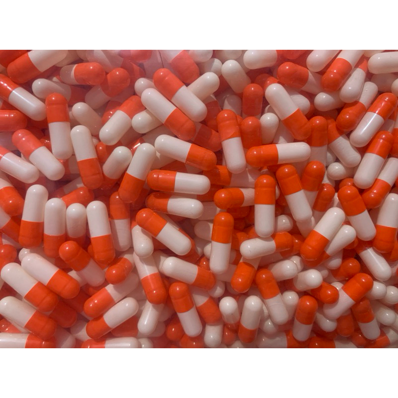 Jual cangkang kapsul kosong No.0 warna oren putih/orange white isi 1000 ...