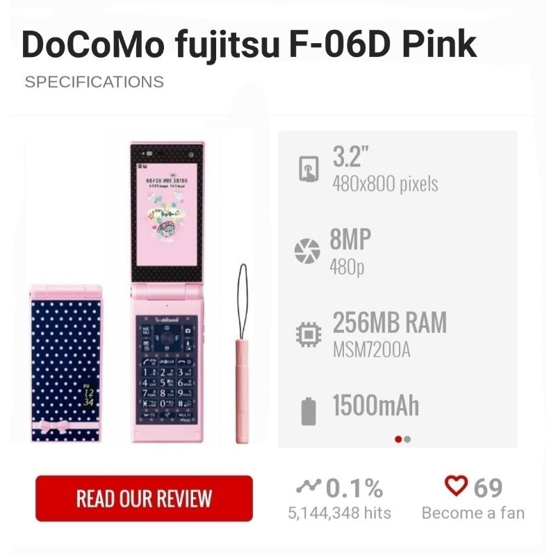 Jual DOCOMO FUJITSU F-06D PINK HP LANGKA UNIK CANTIK DAN ANTIK HP ...