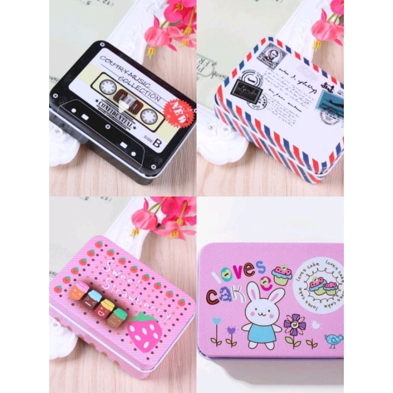 Jual Kotak Penyimpanan Kaleng Mini Dengan Tutup Tin Case Aksesoris ...